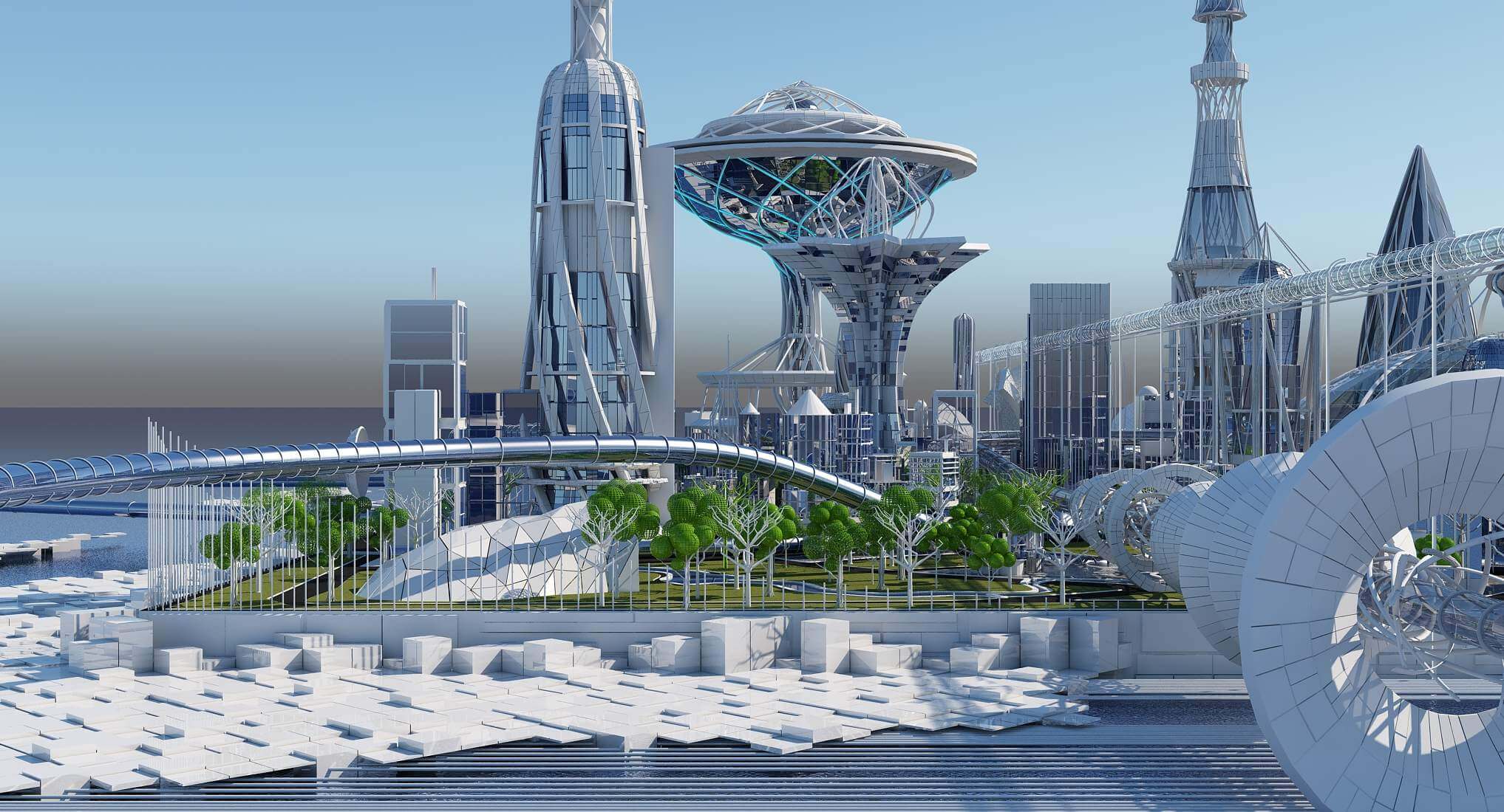 HD Future City - 3D Model by Giimann