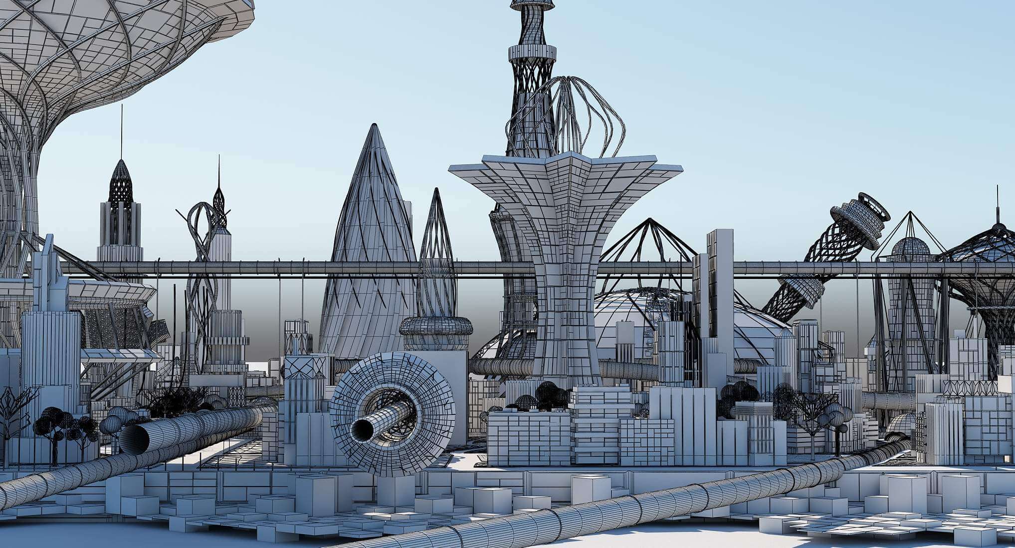 HD Future City - 3D Model by Giimann