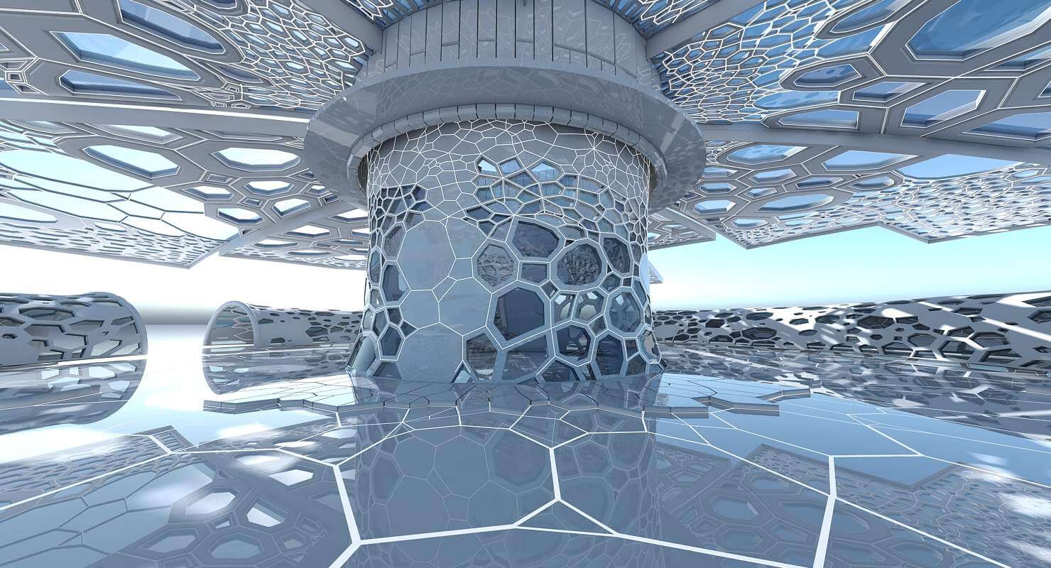 Futuristic Architectural Dome Interior 2 - 3D Model by Giimann