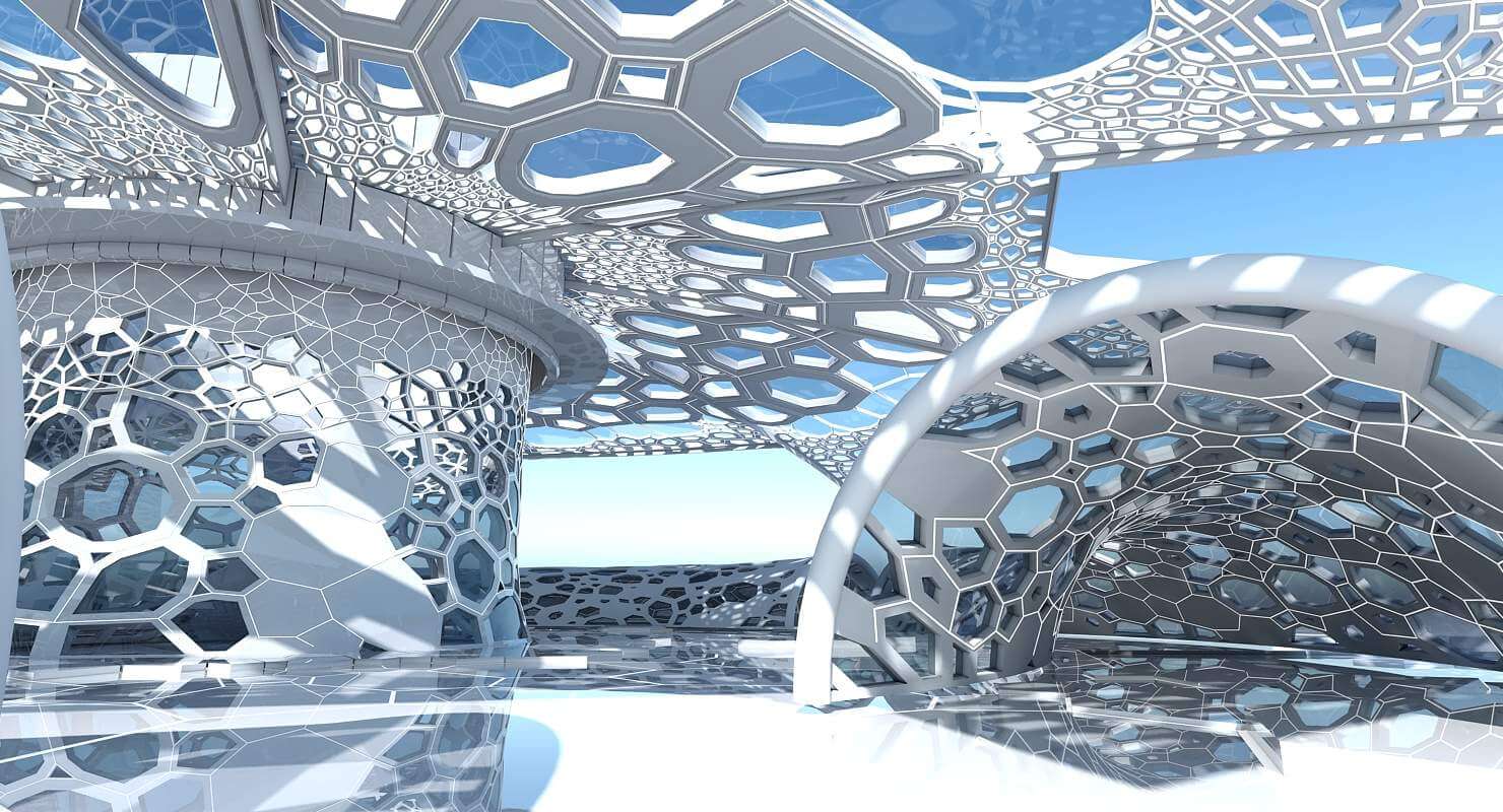 Futuristic Architectural Dome Interior 2 - 3D Model by Giimann