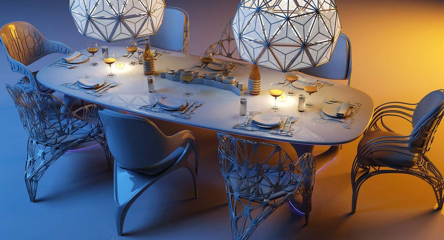 Futuristic Dining Set - 3D Model by Giimann