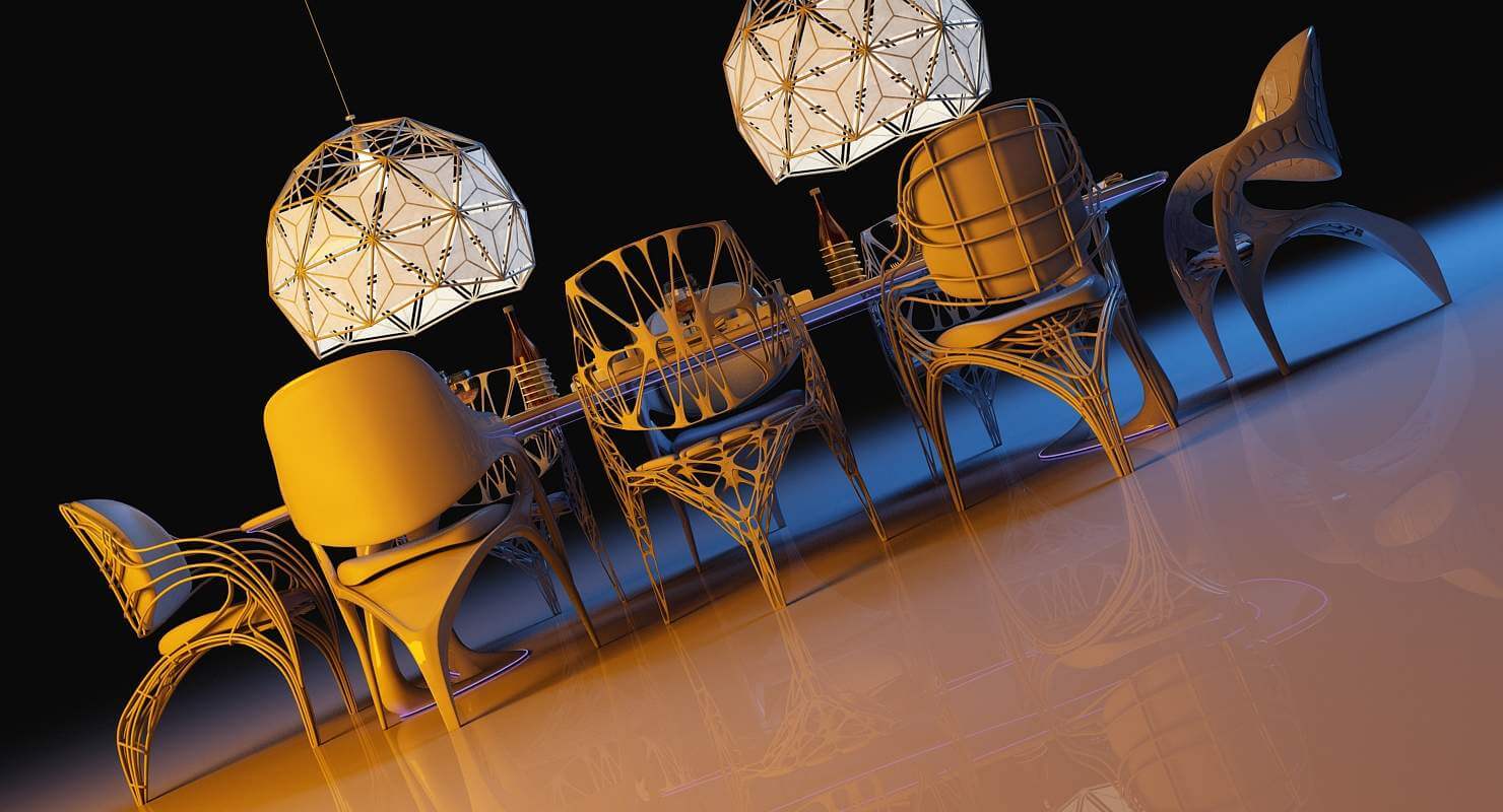 Futuristic Dining Set - 3D Model by Giimann