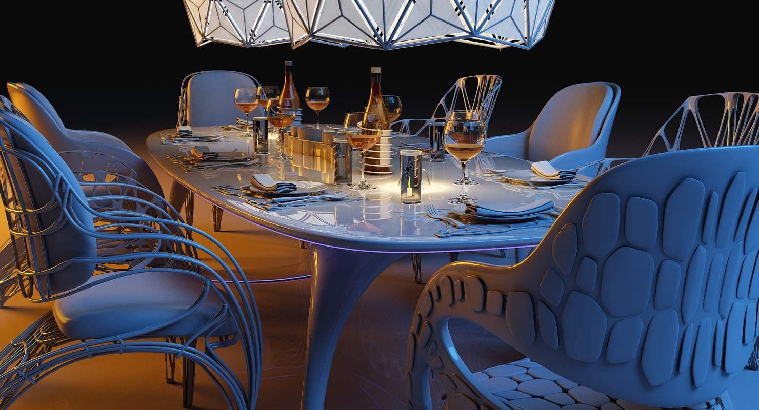 Futuristic Dining Set - 3D Model by Giimann
