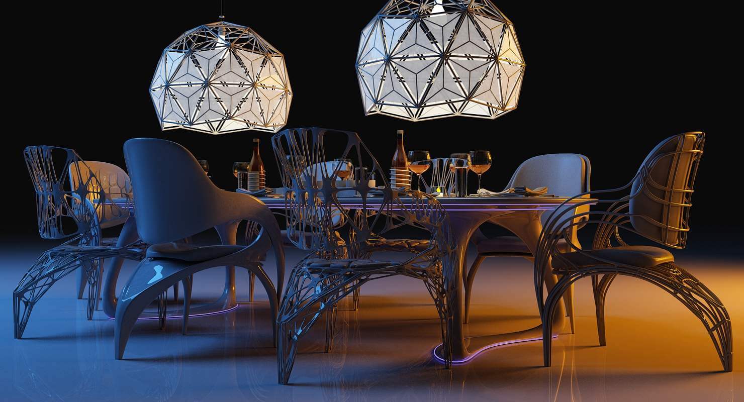 Futuristic Dining Set - 3D Model by Giimann