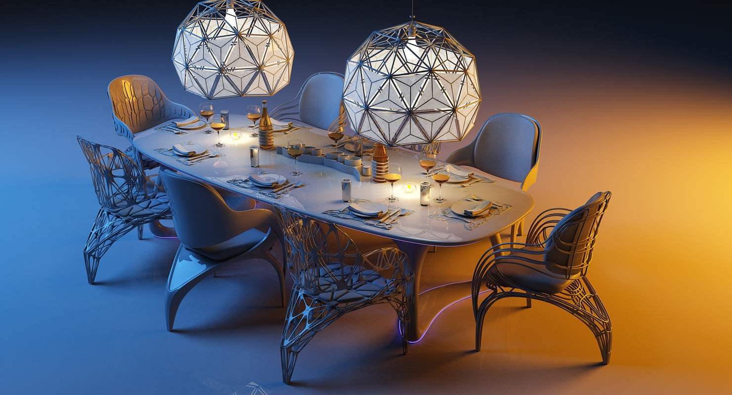 Futuristic Dining Set - 3D Model by Giimann