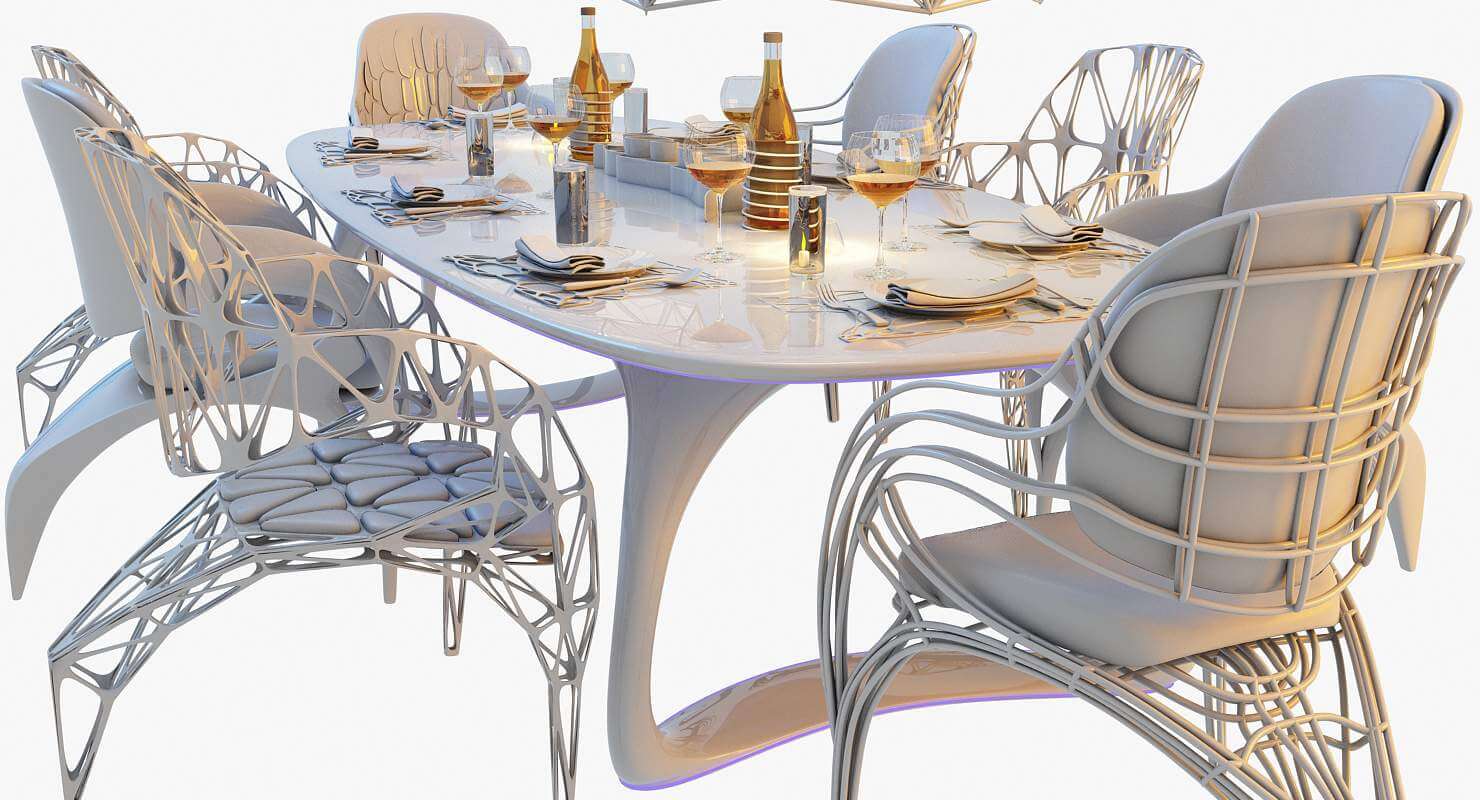 Futuristic Dining Set - 3D Model by Giimann