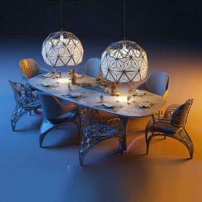 Futuristic Dining Set - 3D Model by Giimann