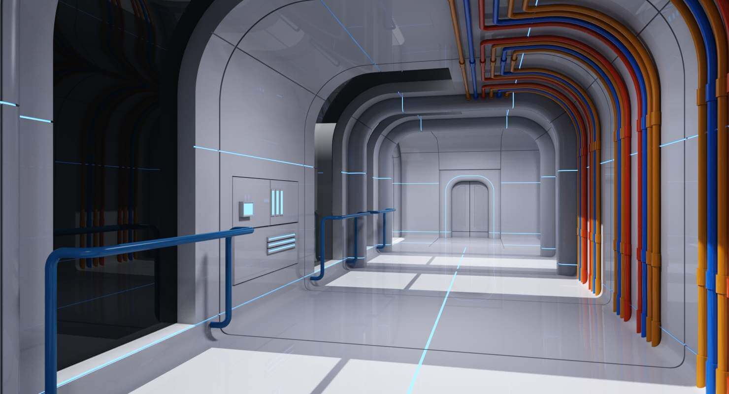 Futuristic Space Ship Interior Corridor - 3D Model by Giimann