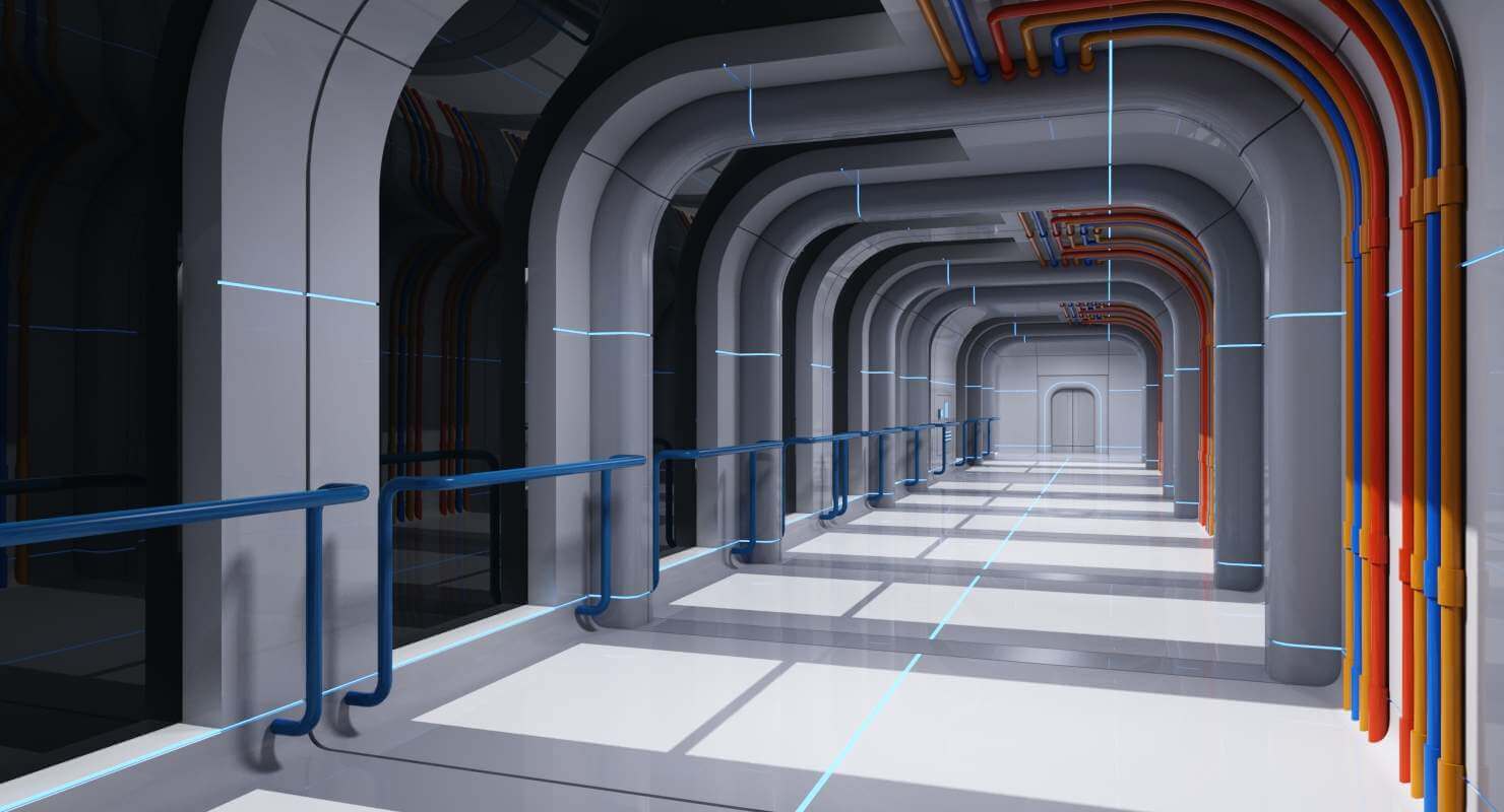 Futuristic Space Ship Interior Corridor - 3D Model by Giimann