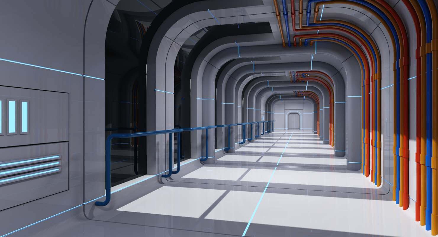 Futuristic Space Ship Interior Corridor - 3D Model by Giimann