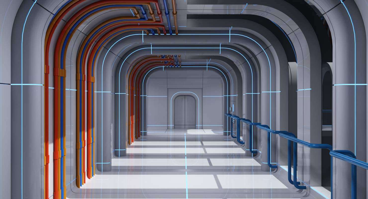 Futuristic Space Ship Interior Corridor - 3D Model by Giimann