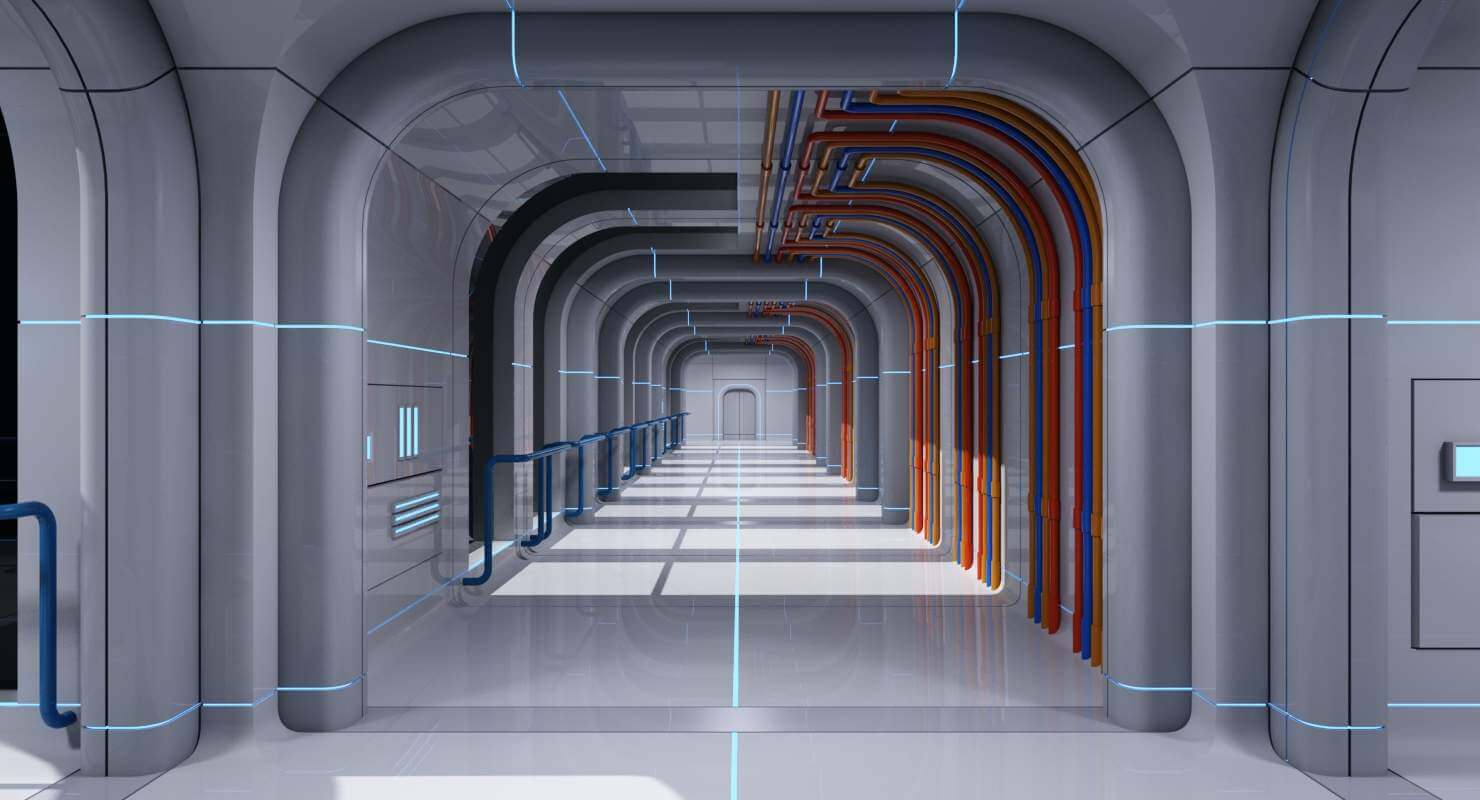 Futuristic Space Ship Interior Corridor - 3D Model by Giimann