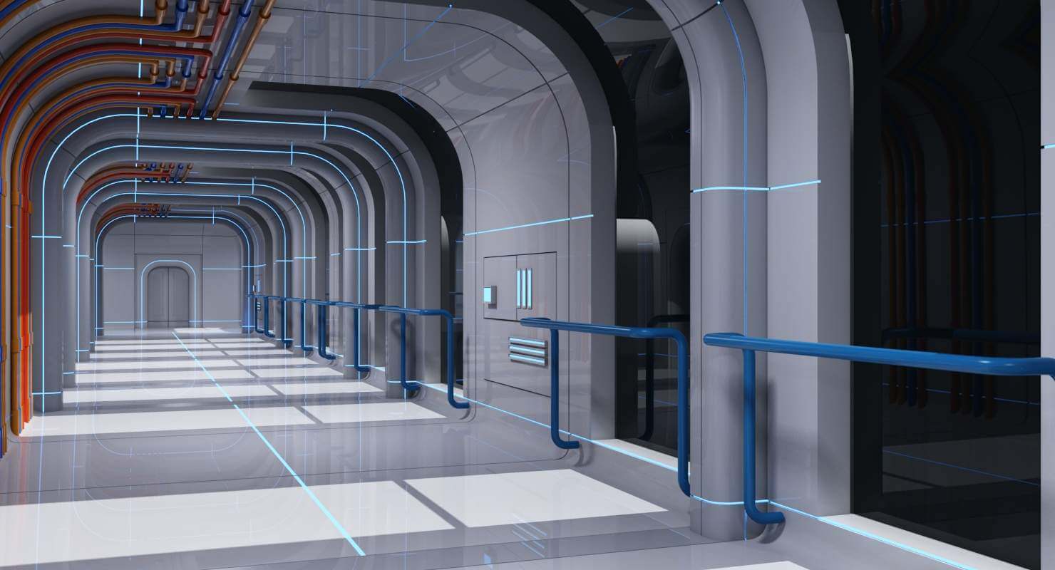Futuristic Space Ship Interior Corridor - 3D Model by Giimann