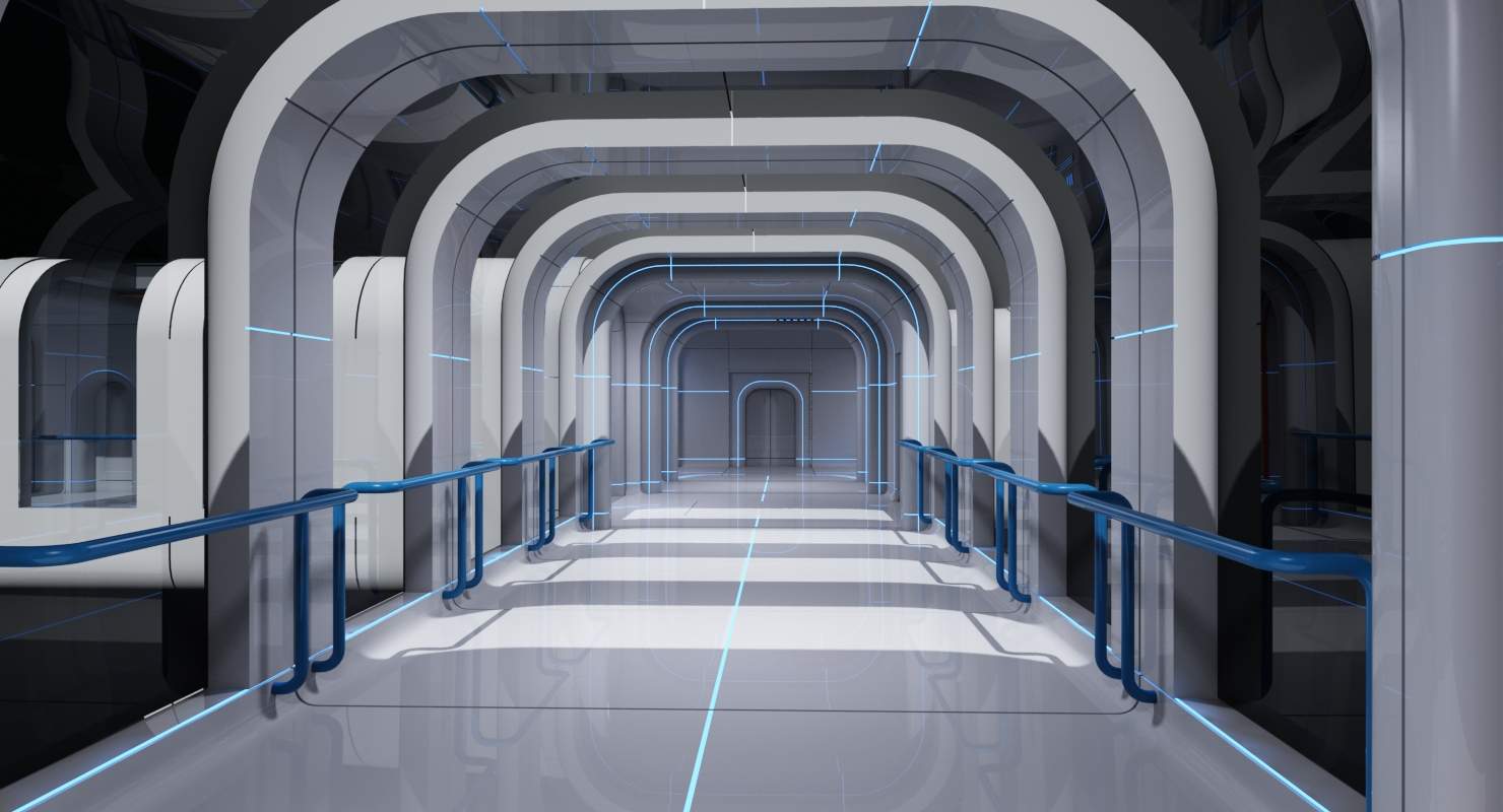 Futuristic Space Ship Interior Corridor - 3D Model by Giimann