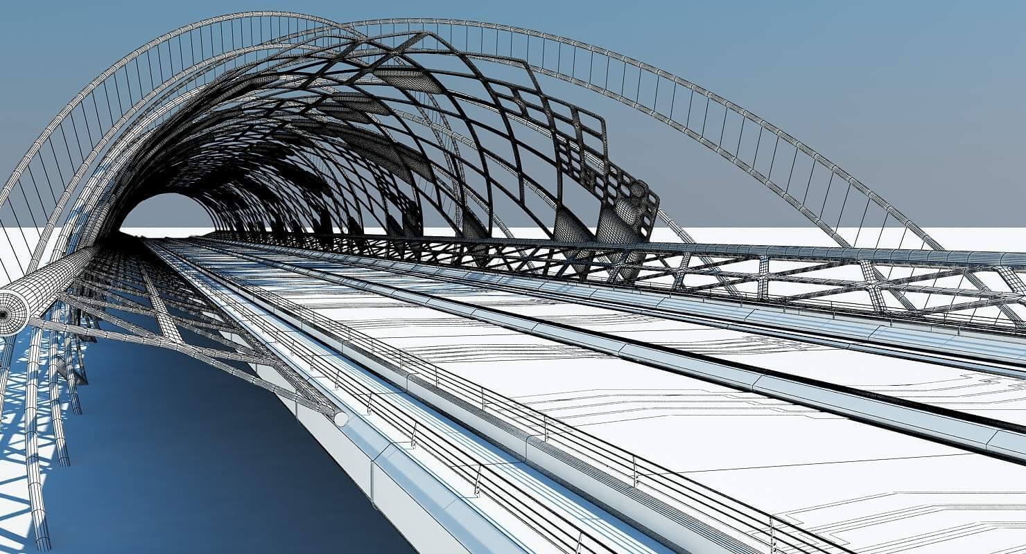 HD Futuristic Suspension Bridge - 3D Model by Giimann