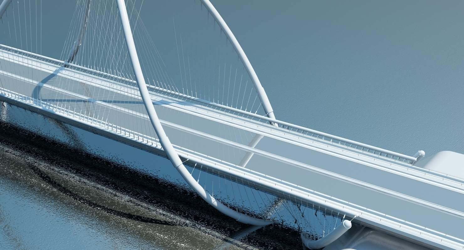 HD Futuristic Suspension Bridge - 3D Model by Giimann