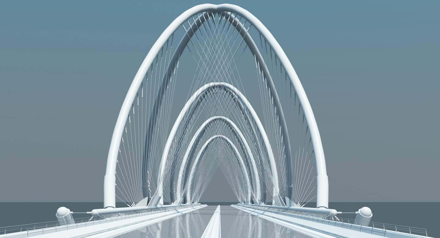 HD Futuristic Suspension Bridge - 3D Model by Giimann