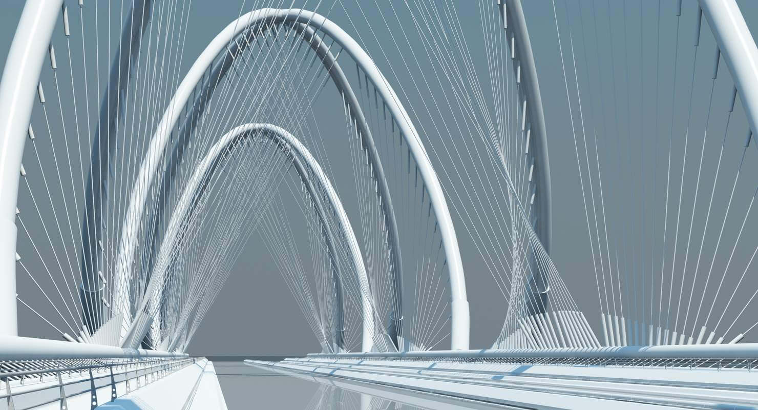 HD Futuristic Suspension Bridge - 3D Model by Giimann