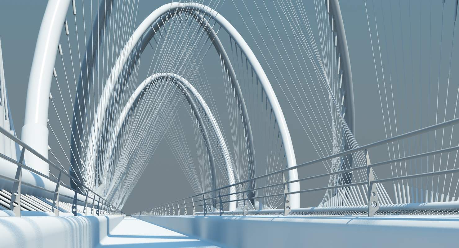 HD Futuristic Suspension Bridge - 3D Model by Giimann