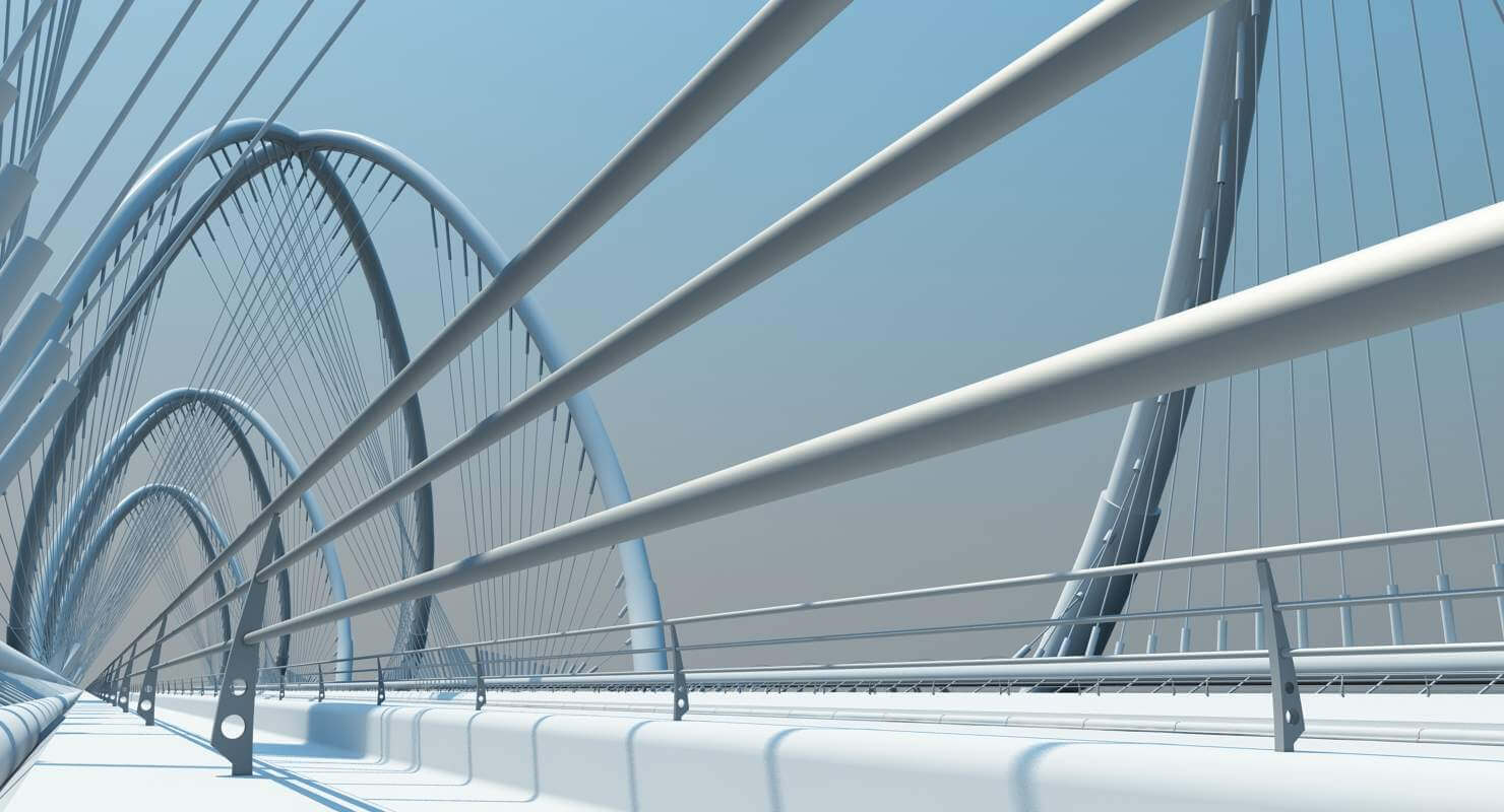 HD Futuristic Suspension Bridge - 3D Model by Giimann
