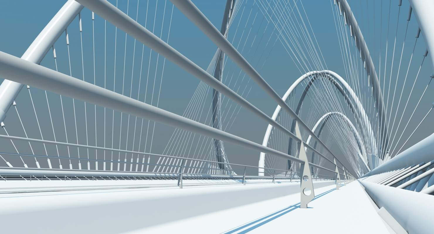 HD Futuristic Suspension Bridge - 3D Model by Giimann