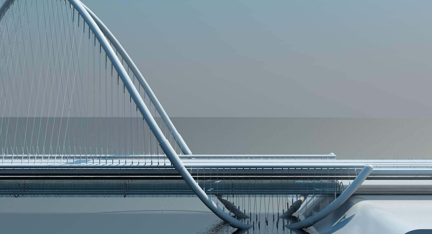 HD Futuristic Suspension Bridge - 3D Model by Giimann