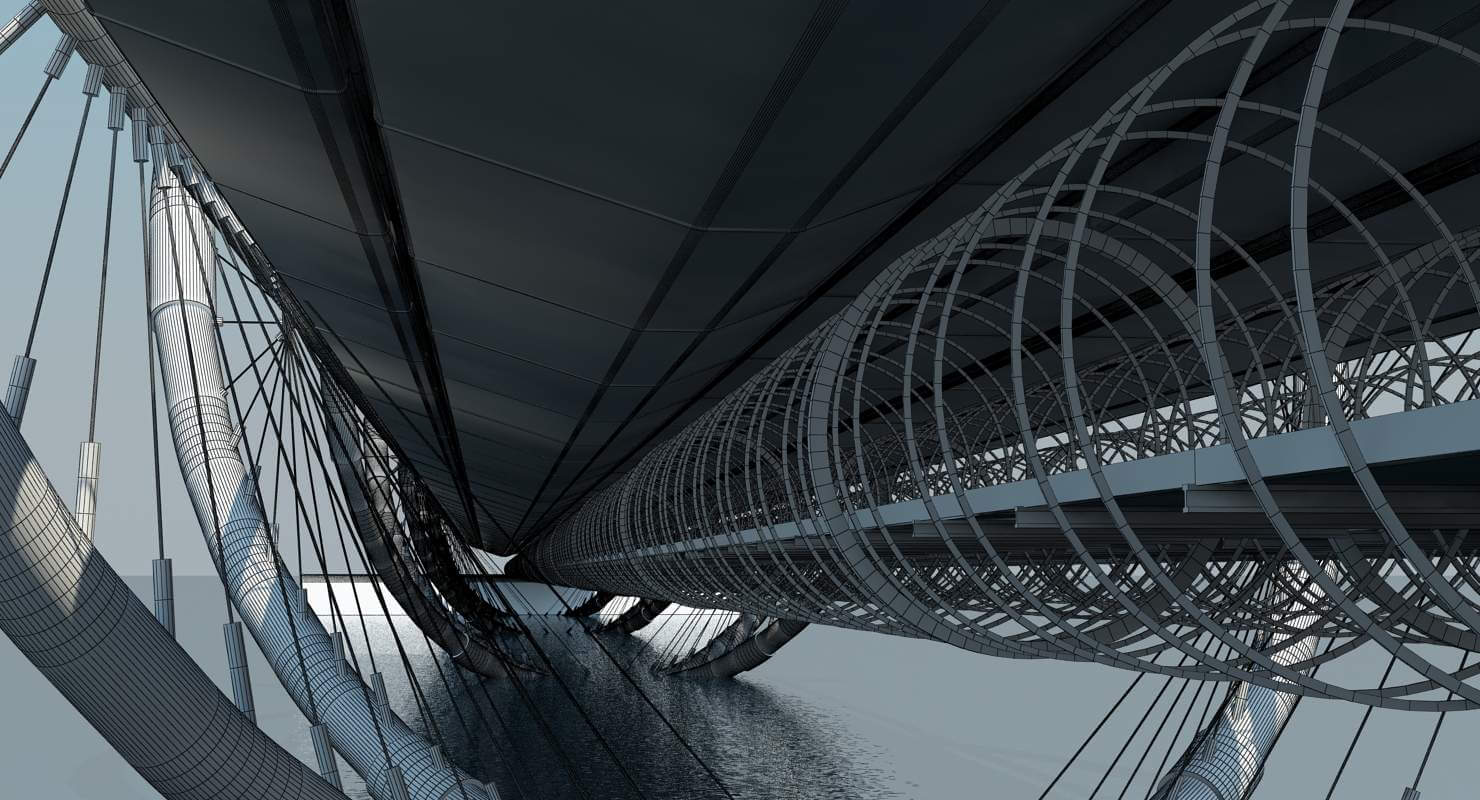 HD Futuristic Suspension Bridge - 3D Model by Giimann