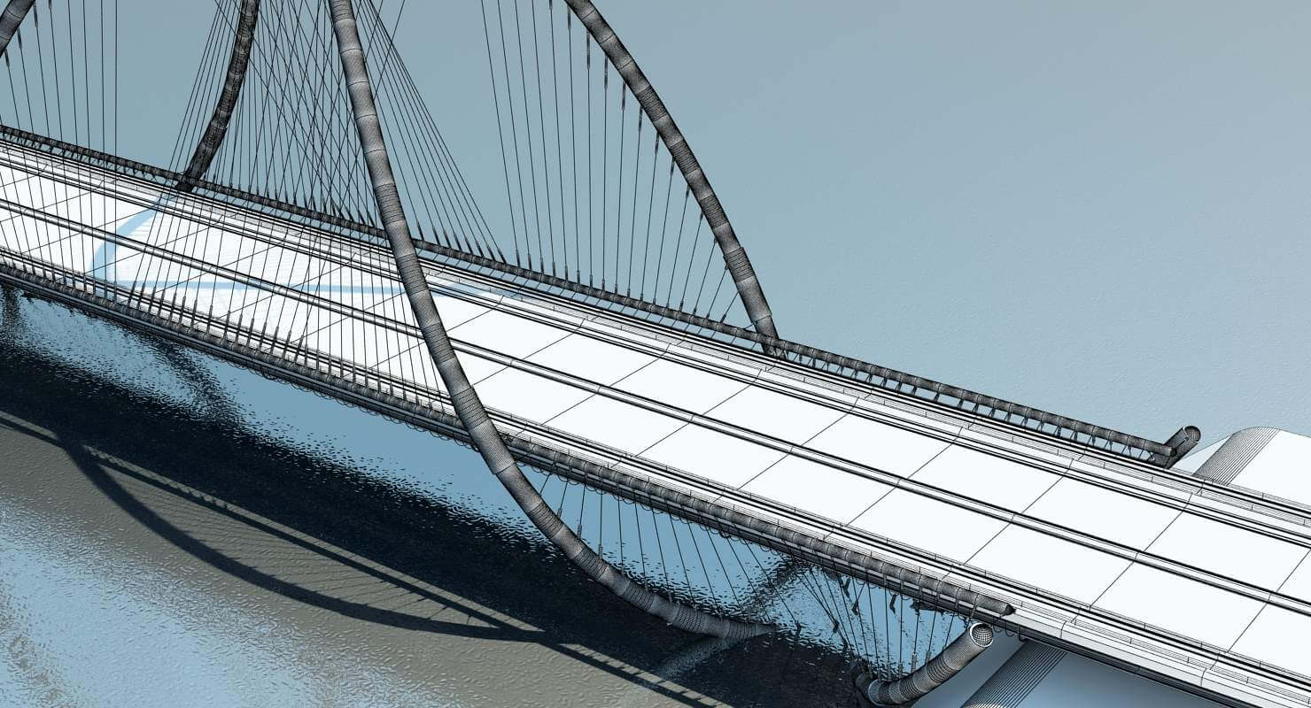 HD Futuristic Suspension Bridge - 3D Model by Giimann