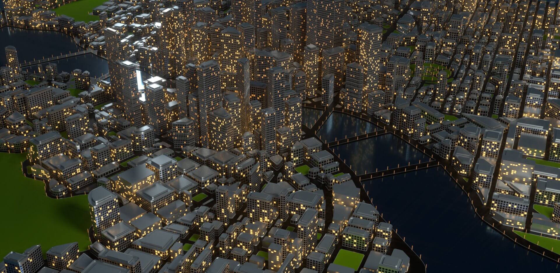 Procedural City 3D Render, Digital Art by Giimann