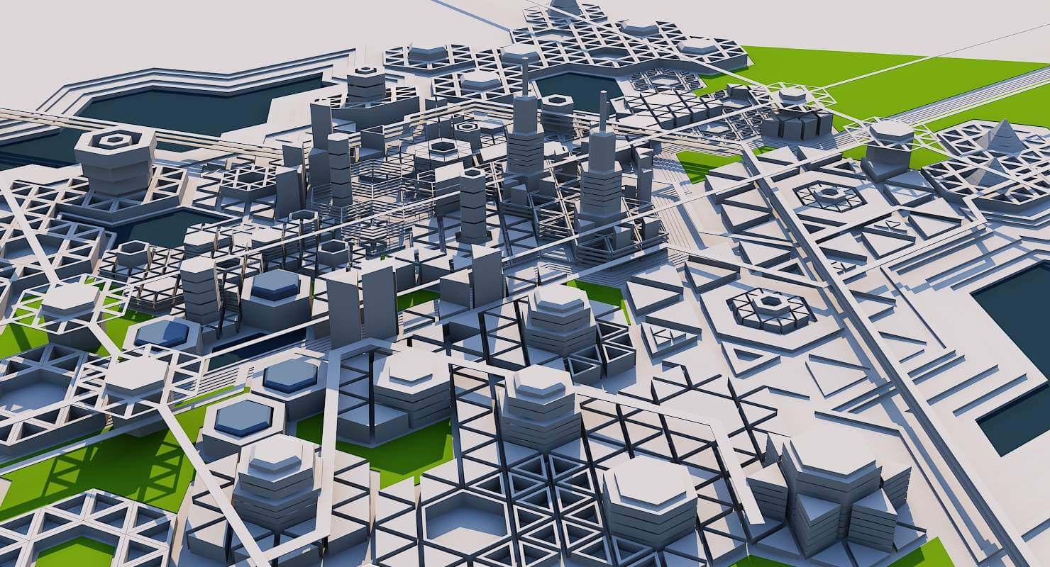 Geometric City - 3D Model by Giimann