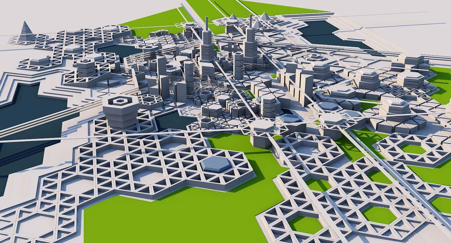 Geometric City - 3D Model by Giimann