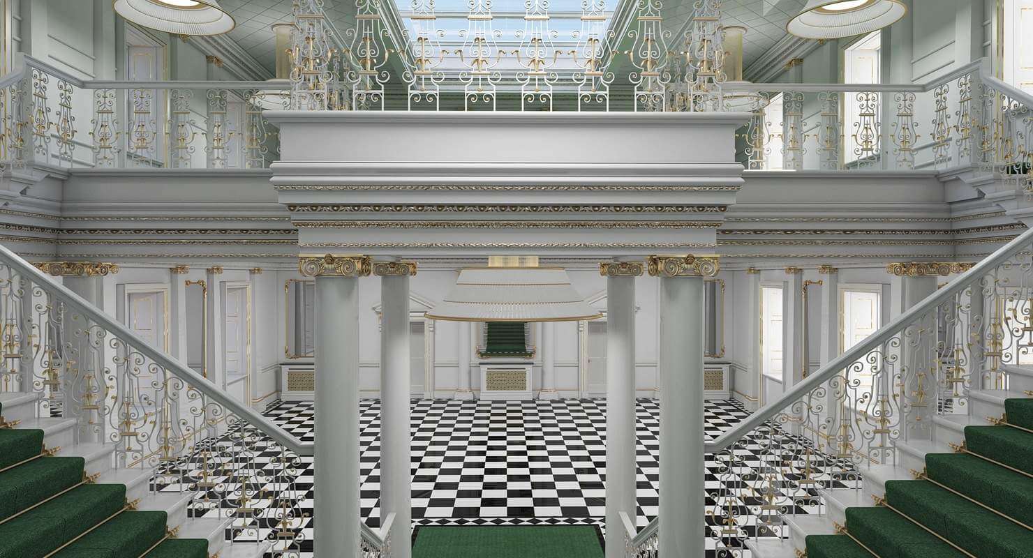 Grand Hall Entrance and Staircase - 3D Model by Giimann
