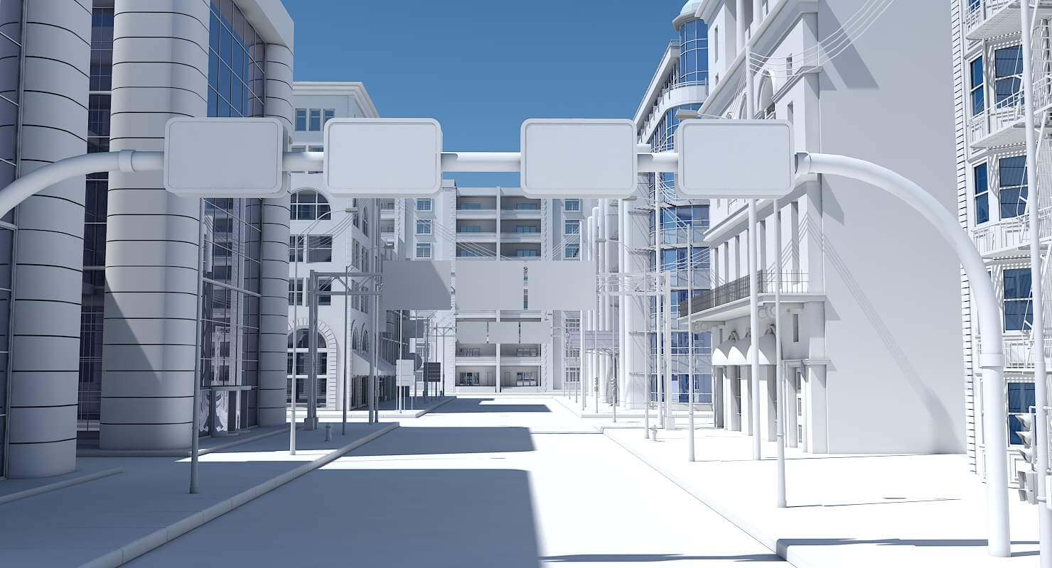HD City Street Scene - 3D Model by Giimann