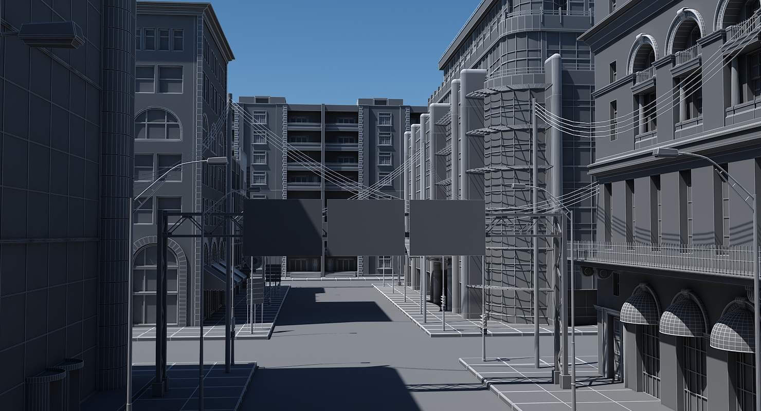 HD City Street Scene - 3D Model by Giimann