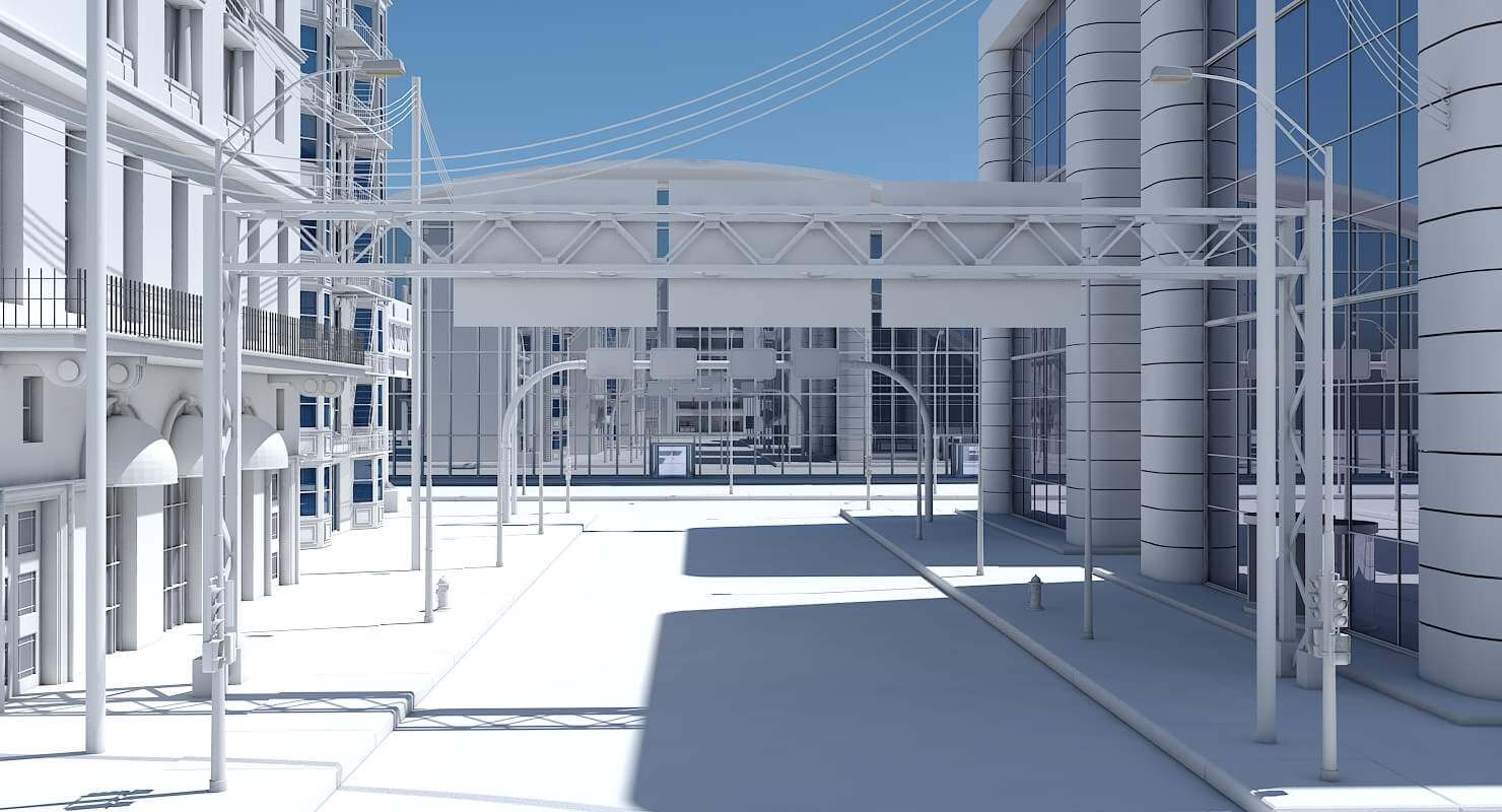 HD City Street Scene - 3D Model by Giimann