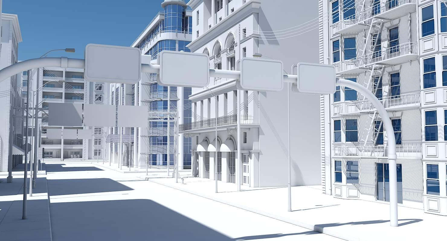 HD City Street Scene - 3D Model by Giimann
