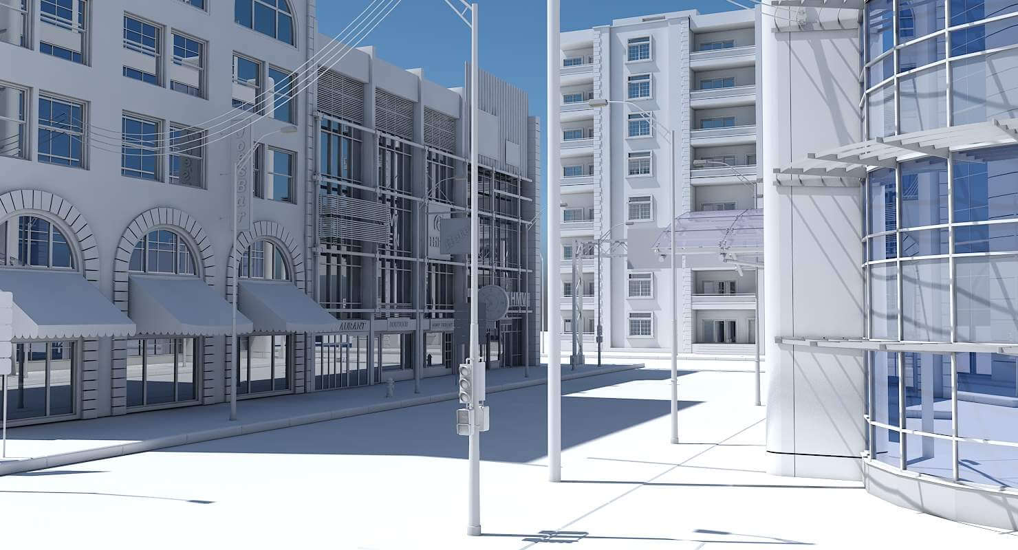 HD City Street Scene - 3D Model by Giimann
