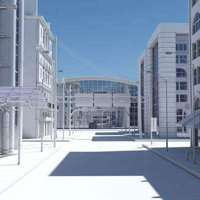 HD City Street Scene - 3D Model by Giimann