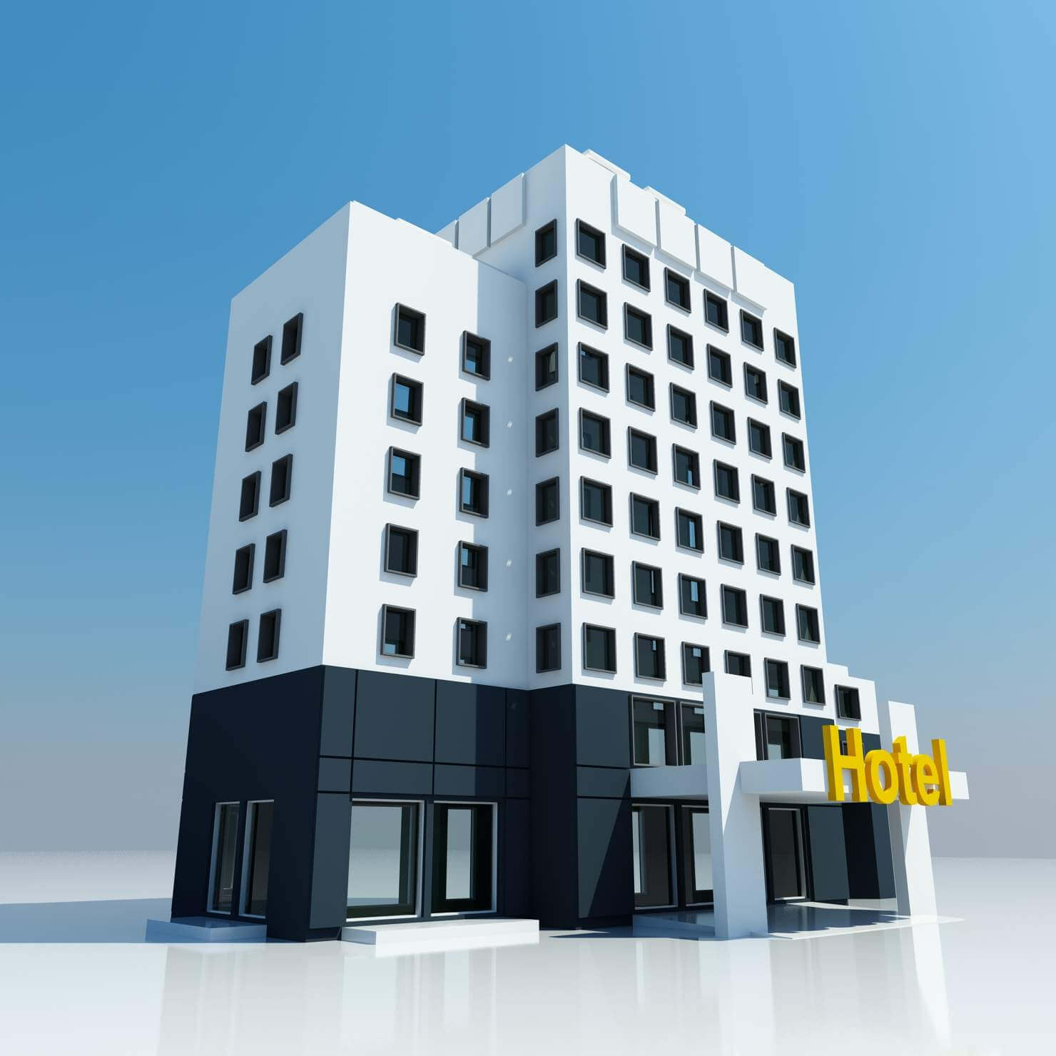 Hotel Building - 3D Model by Giimann