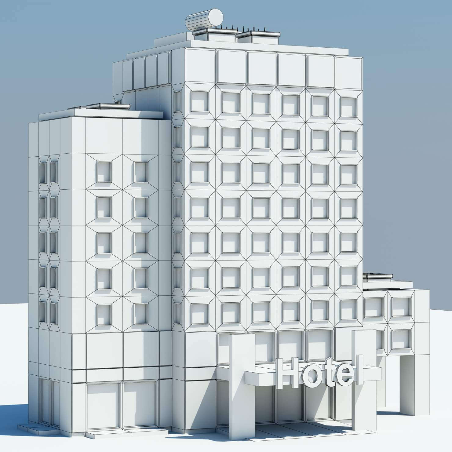 Hotel Building - 3D Model by Giimann