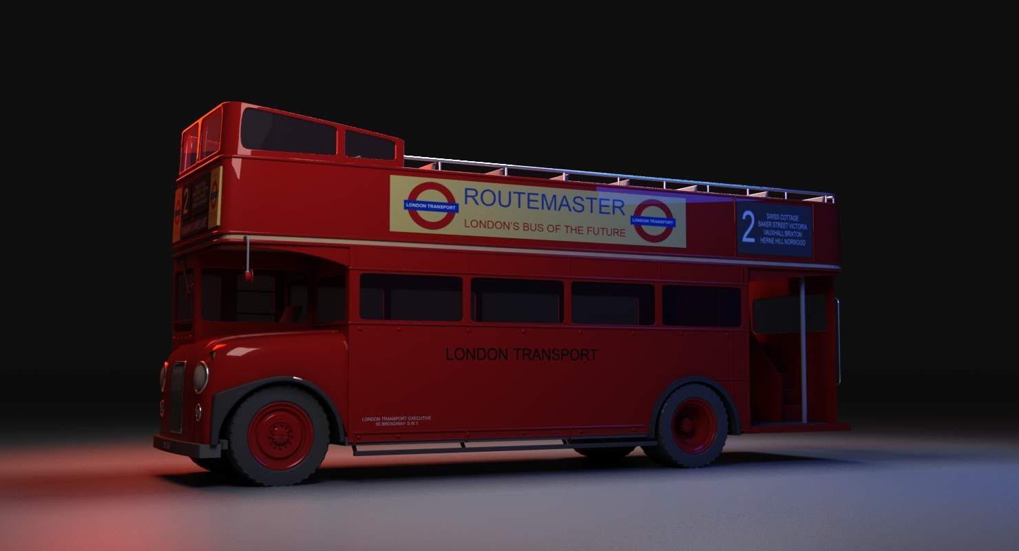 London Bus with Open Top - 3D Model by Giimann
