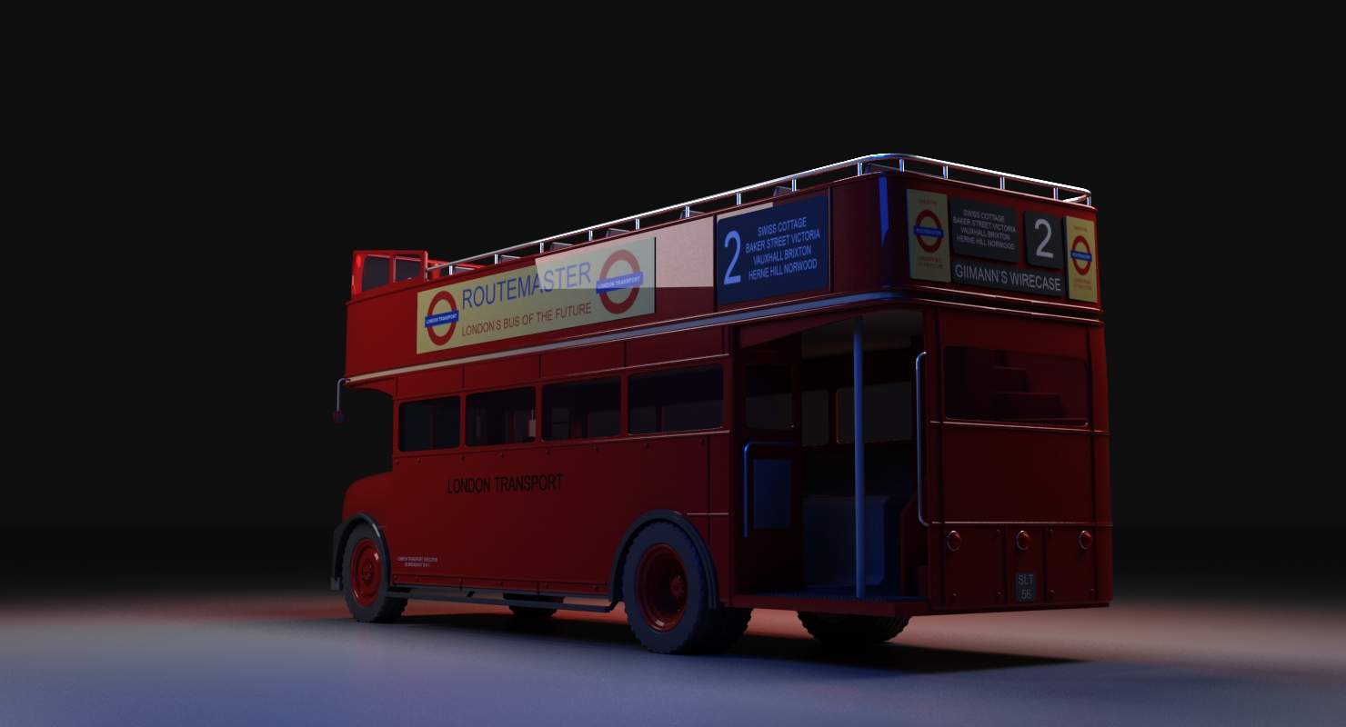 London Bus with Open Top - 3D Model by Giimann