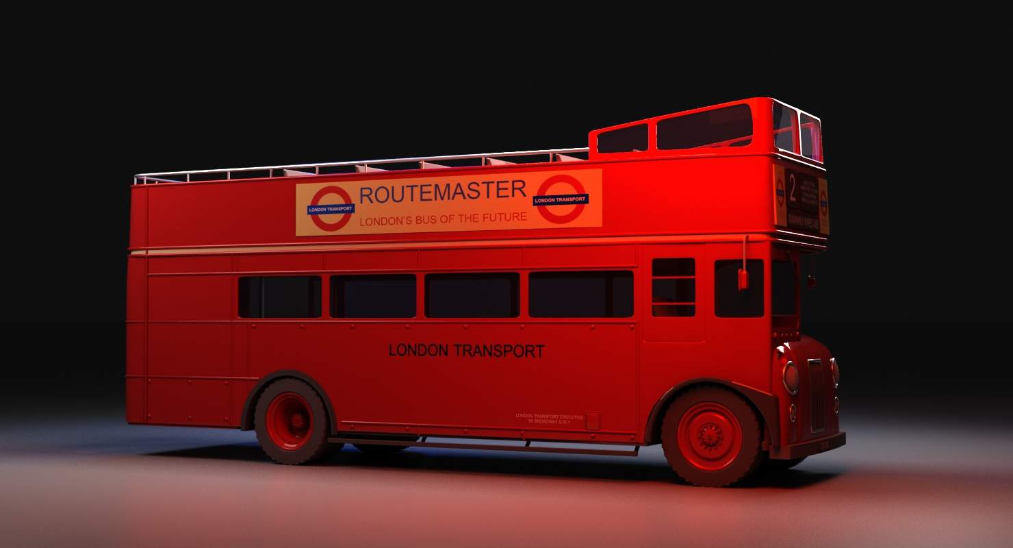 London Bus with Open Top - 3D Model by Giimann