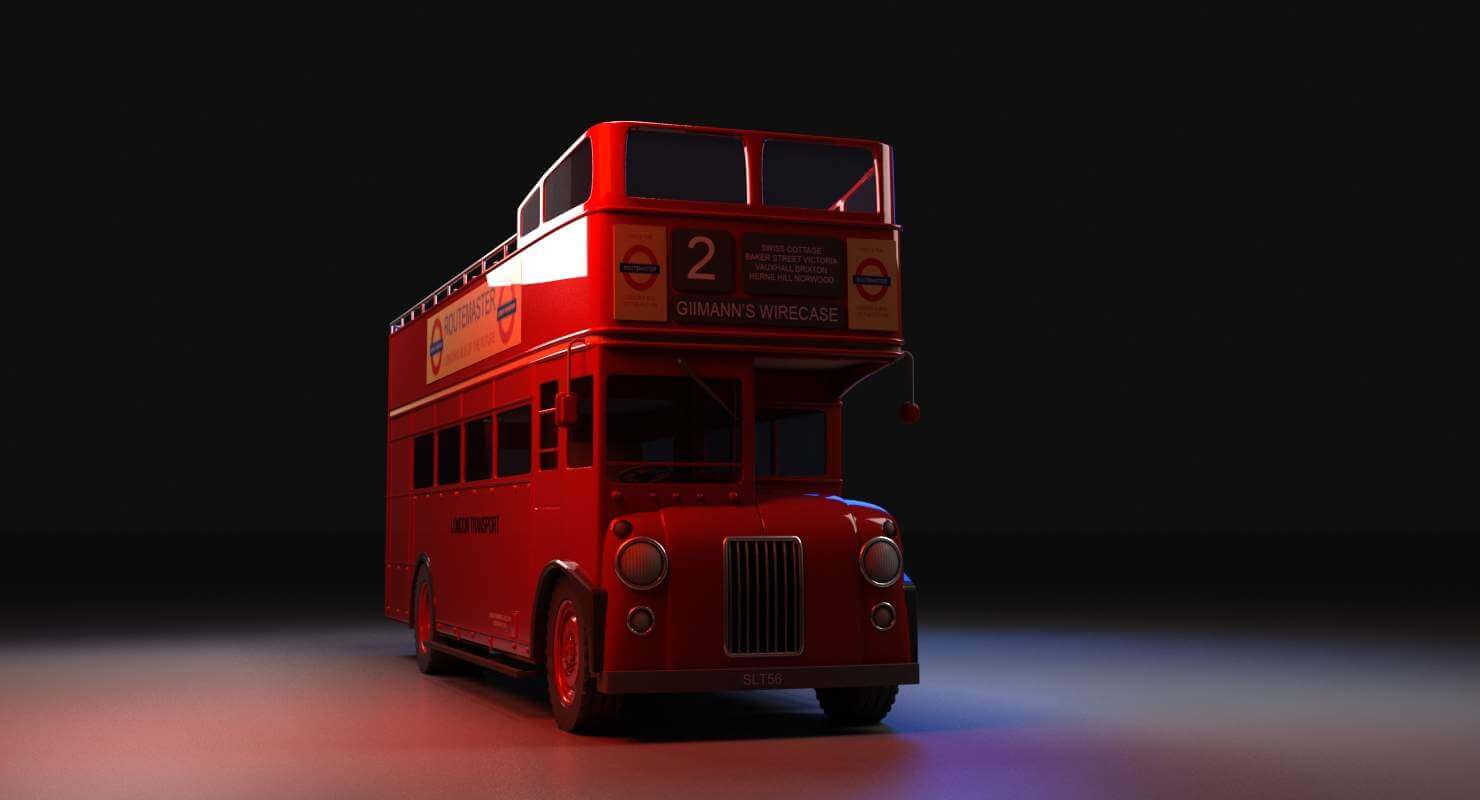 London Bus with Open Top - 3D Model by Giimann