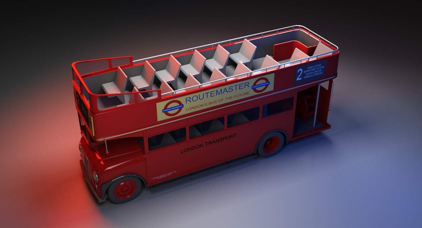 London Bus with Open Top - 3D Model by Giimann