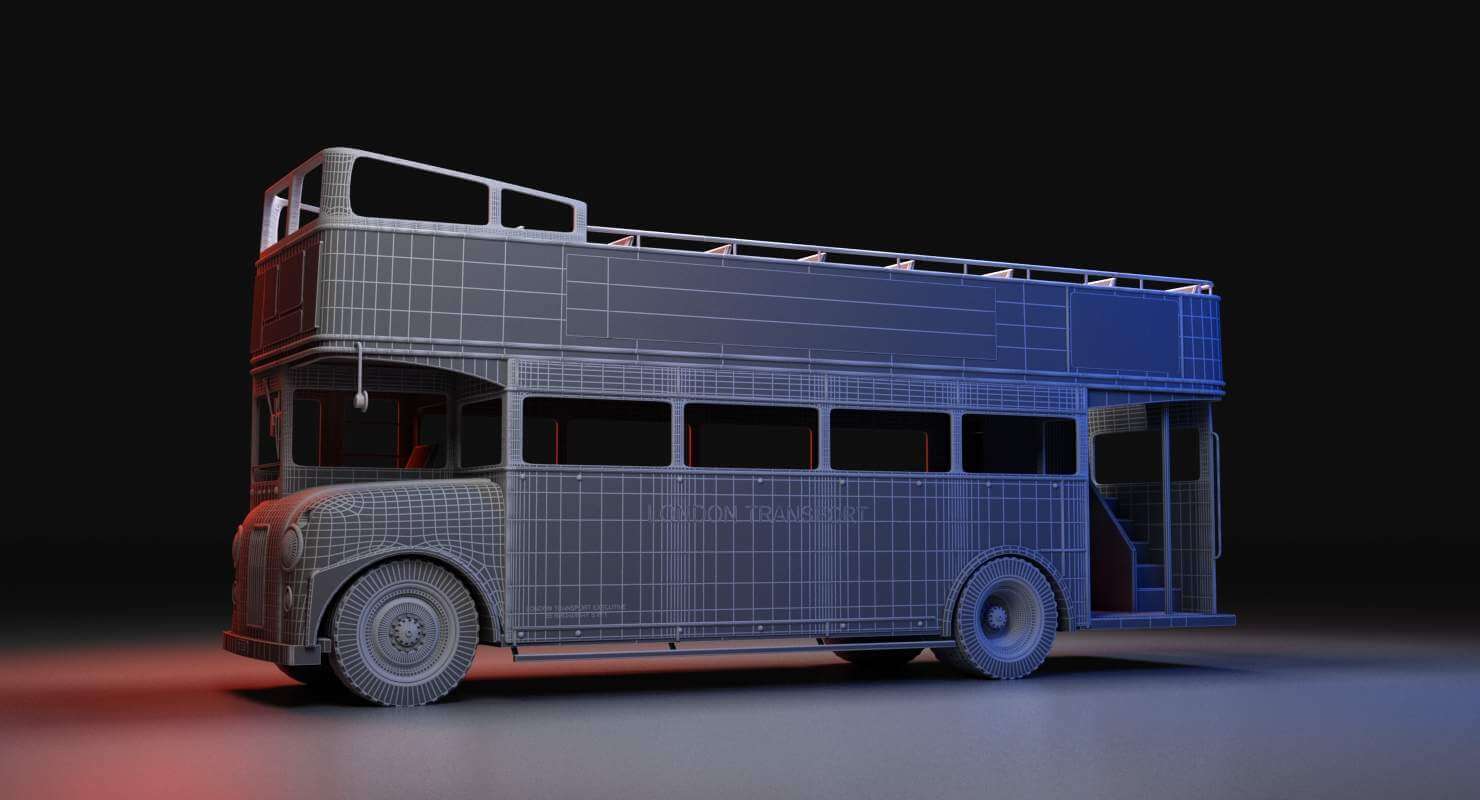 London Bus with Open Top - 3D Model by Giimann