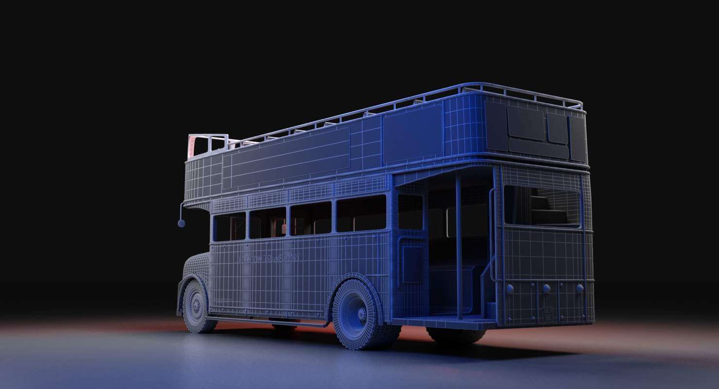 London Bus with Open Top - 3D Model by Giimann