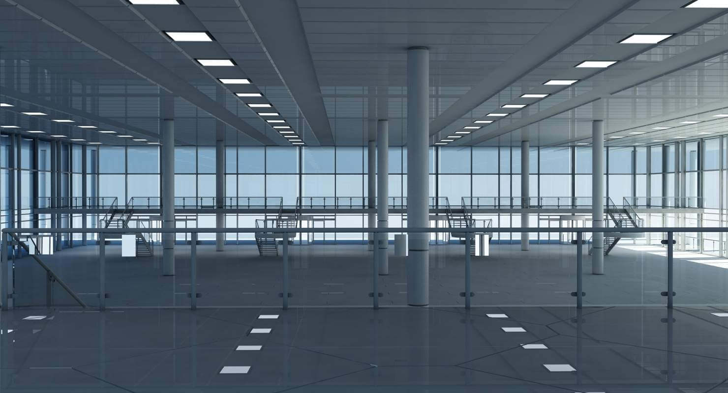 Modern Glass Building Interior And Exterior - 3D Model by Giimann