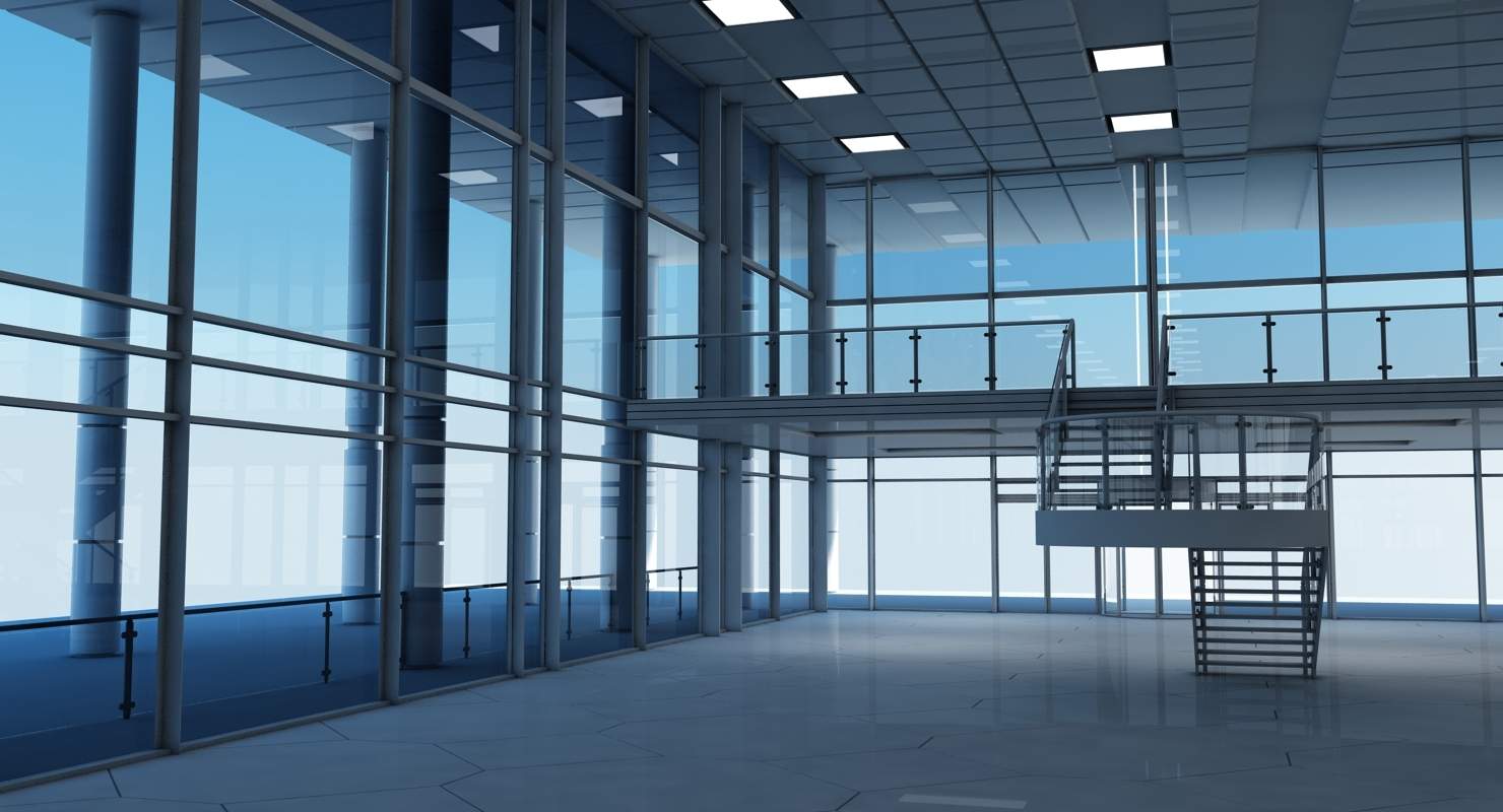 Modern Glass Building Interior And Exterior - 3D Model by Giimann