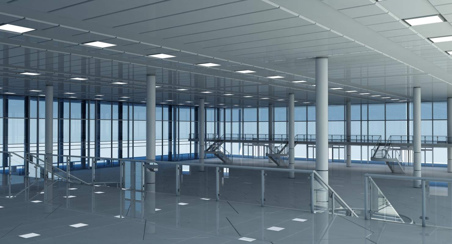 Modern Glass Building Interior And Exterior - 3D Model by Giimann